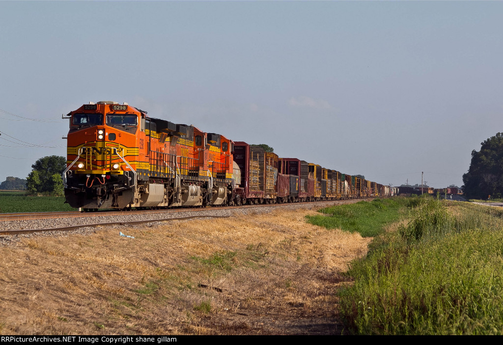 Stretched on the horizon NB BNSF freight train!